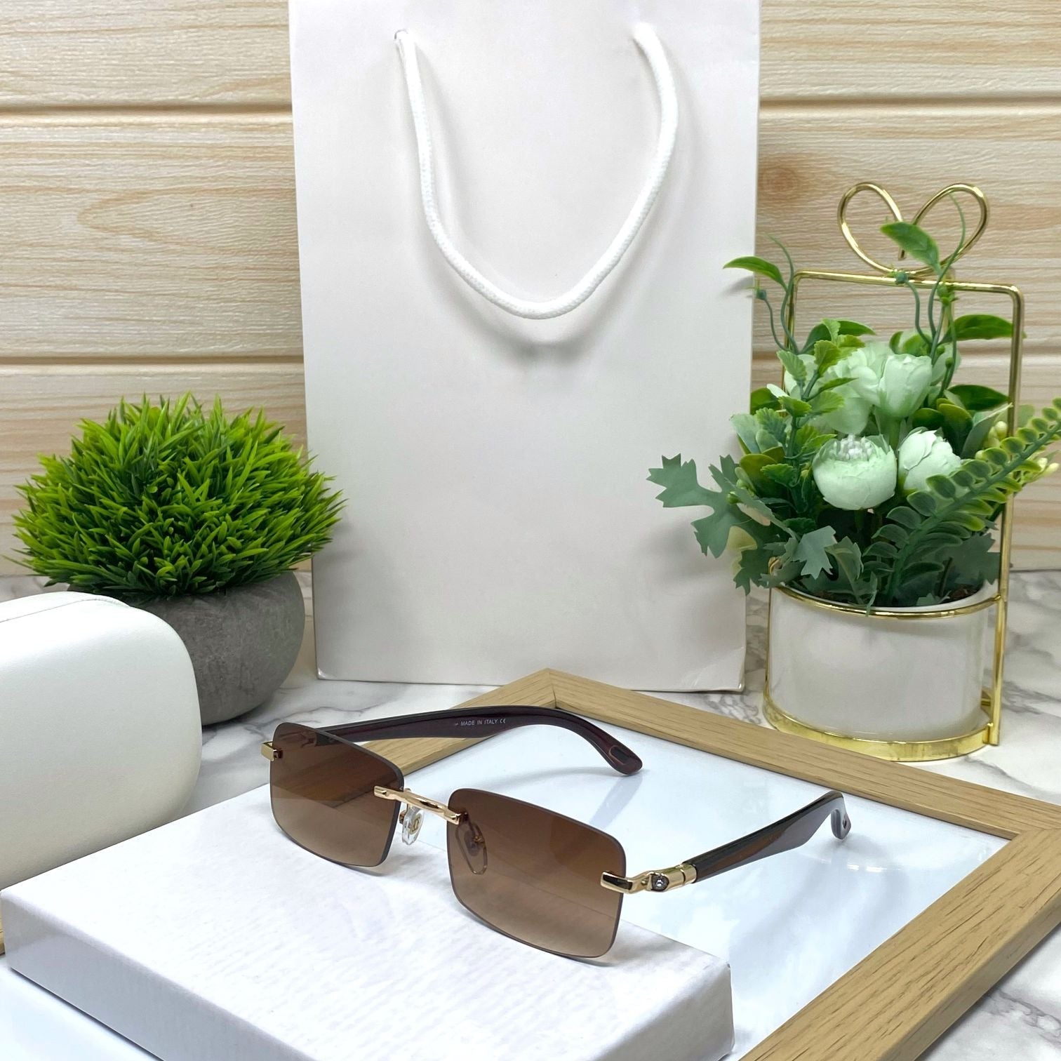 Classic Square Rimless Sunglasses For Men And Women-SunglassesCraft – ibano